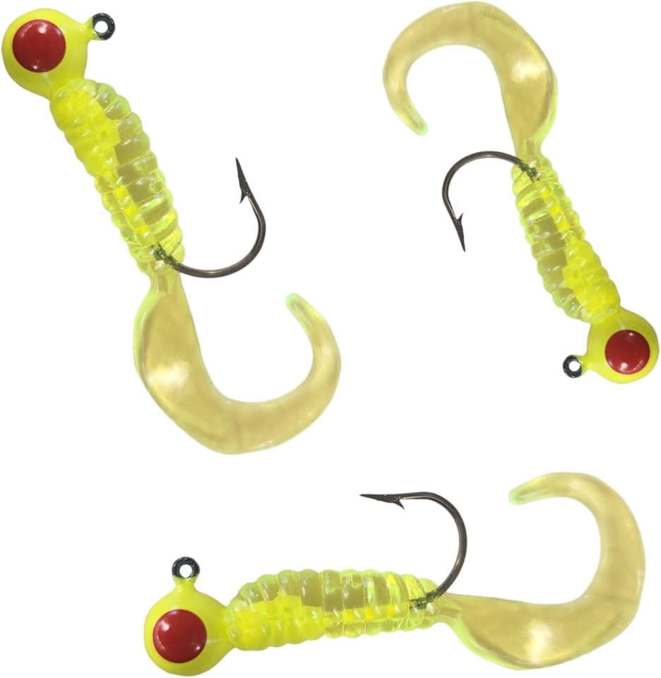 Moose Baits Crappie Jigs, Baits, Grub Fishing Lures, Curly Tail Lime | eBay