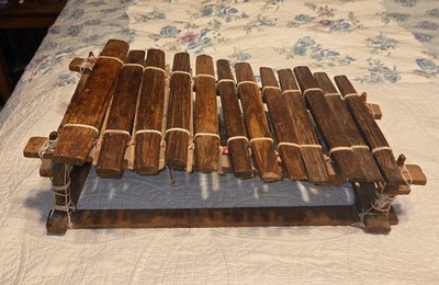 Vintage Balafon African Tribal Instrument 12 Wooden Keys Gourds 20"x13 ...