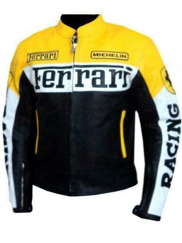 Ferrari Racing Motorbike Leather Jacket in Cowhide / 5 Ce Approved ...