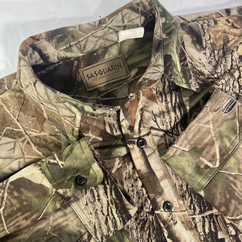 SASQUATCH Mens XL Camo Flannel Button Up Shacket Realtree Hardwoods ...