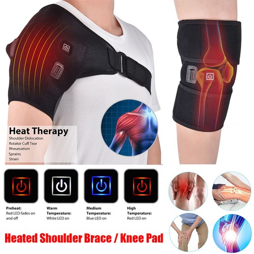 USB Heated Shoulder Brace & Knee Pad Injury Dislocate Rotator Cuff ...