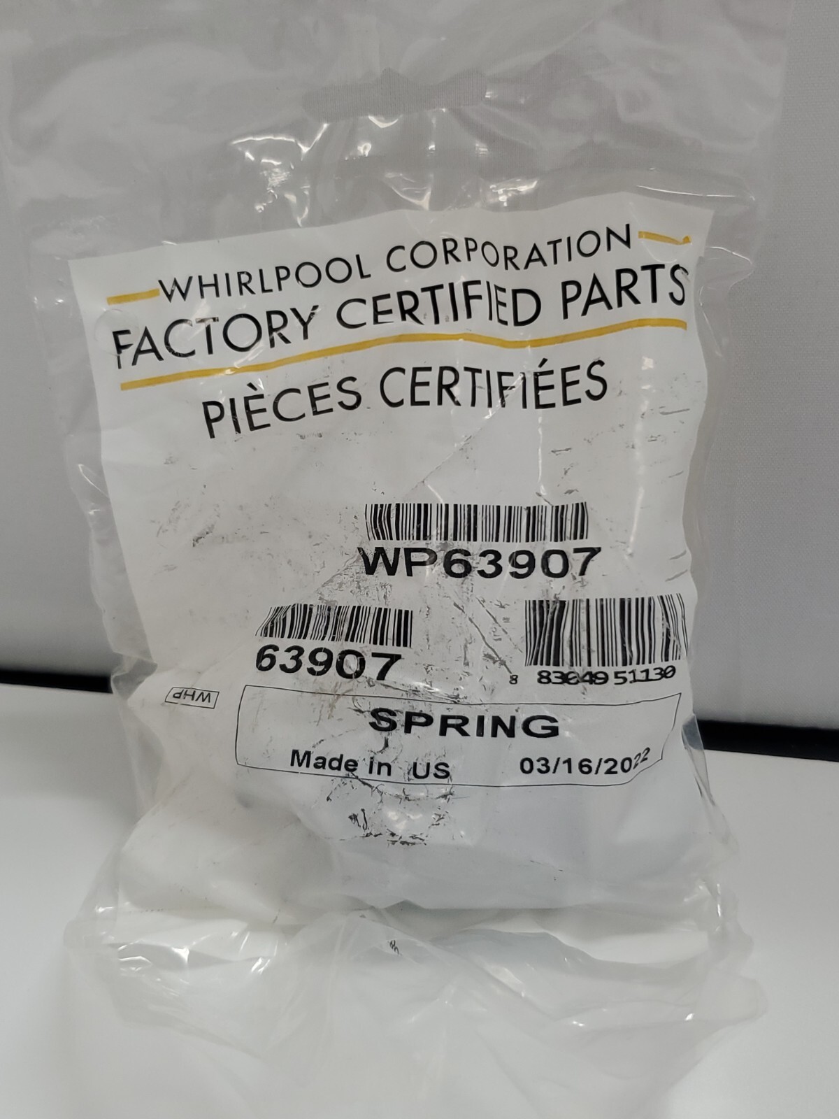 OEM GENUINE WHIRLPOOL KENMORE Washer Suspension Spring # WP63907 NEW ...