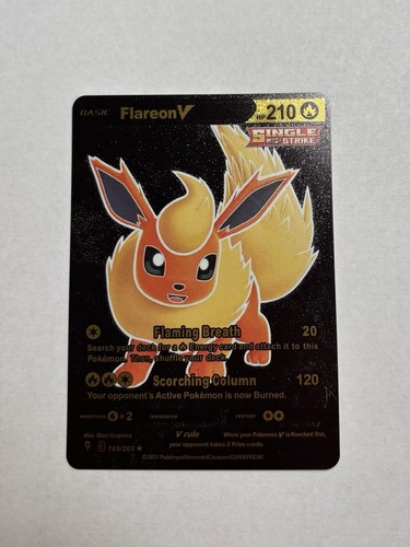 Flareon V 169/203 Single Strike Evolving Skies Black Foil Fan Art Card ...