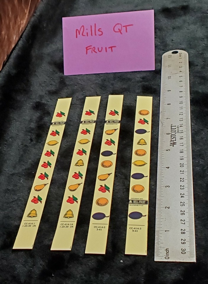 MILLS QT REPLACMENT REEL STRIPS MILLS ANTIQUE SLOT MACHINE FRUIT REEL ...