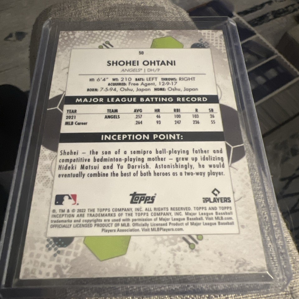 2022 Topps Inception Shohei Ohtani Green Parallel #50 Los Angeles ...
