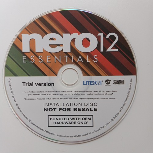 Nero 12 Essentials 2012 Trial Version Disc Only CD Software Burning ...
