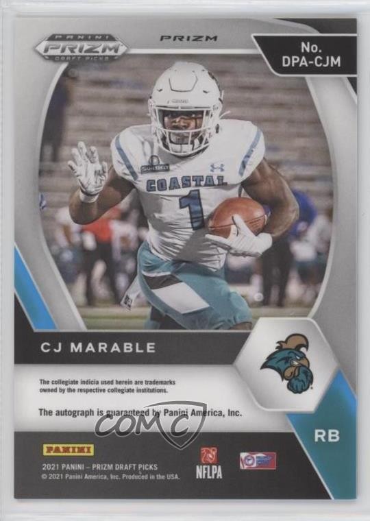 2021 Panini Prizm Draft Picks Hyper CJ Marable #DPA-CJM Rookie Auto RC ...