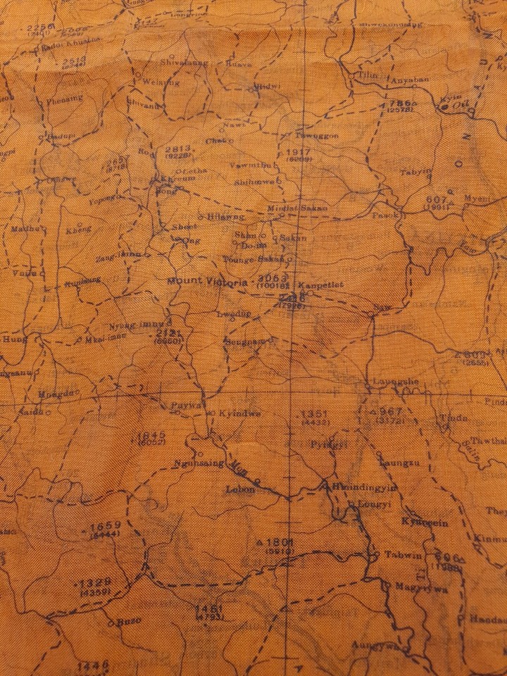 WW2 RAF Escape Map Rare Orange Silk Burma Chindits Double Sided c1944 ...