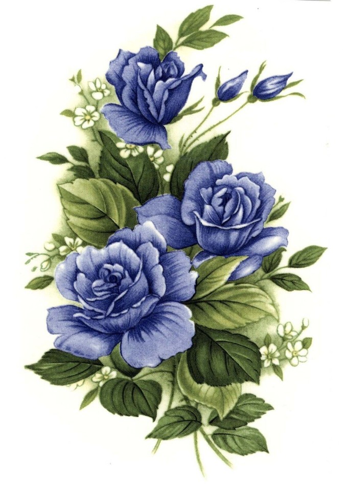 Midnight Blue Rose Flower Spray Overglaze Waterslide Ceramic Decals | eBay