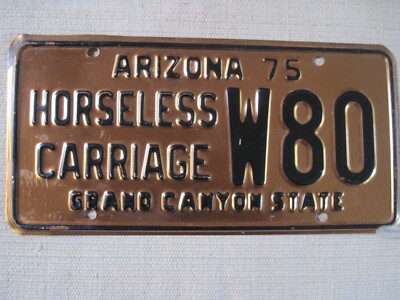 1975 Arizona Horsless Carriage Copper License plate. | eBay