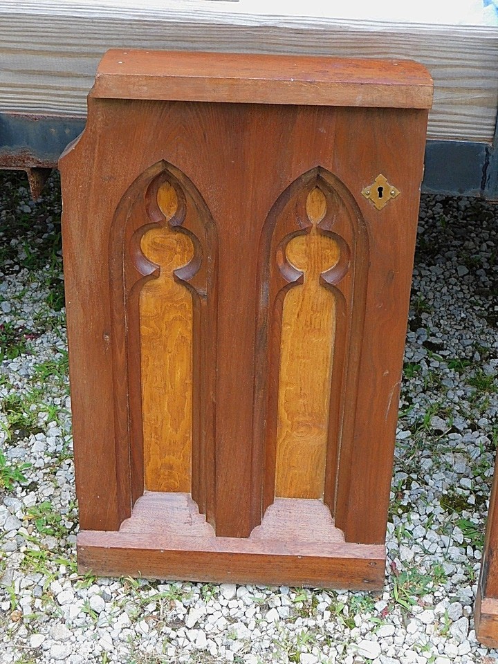 Victorian Antique Holy Gothic Church Altar communion door walnut arched ...