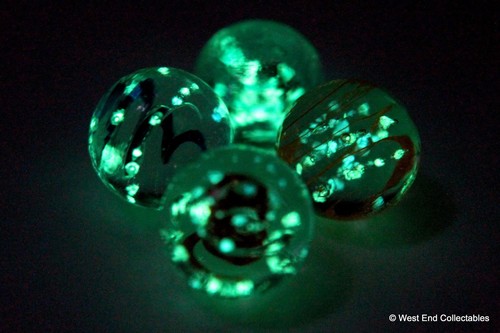 4 x 16mm Luminescent Glow In The Dark Glass Marbles - Handmade ...