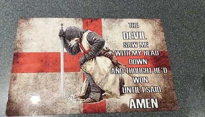 KNIGHT TEMPLAR PRAYING KNIGHT METAL SIGN | eBay UK
