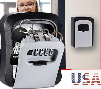 4 Digit Combination Wall Mounted Key Lock Safe Storage Security Box ...