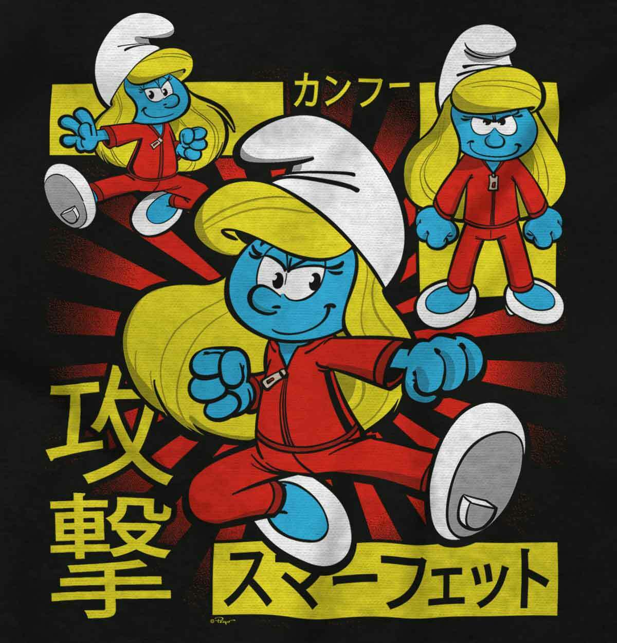 Smurfs Kung Fu Smurfette Otaku Girl Power Womens Graphic Crewneck T ...