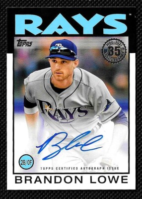 BRANDON LOWE 2021 Topps 1986 Var. Baseball ON CARD AUTO / Tampa Bay ...