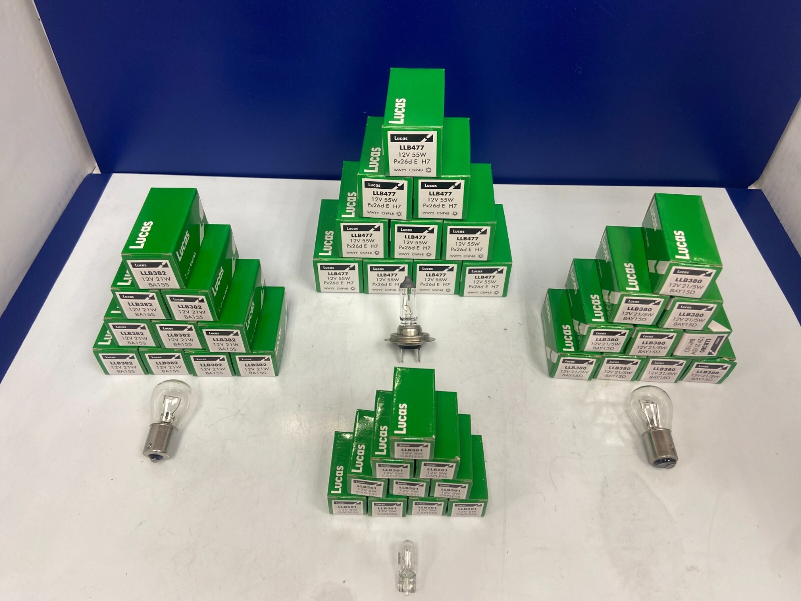 10x Lucas H7 R477 Headlamp Bulbs + 10x 380, 10x 382 & 10x 501 Free ...