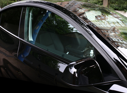 Matte Carbon Fiber Side Window Visor Sun Rain Shield For Tesla Model Y ...