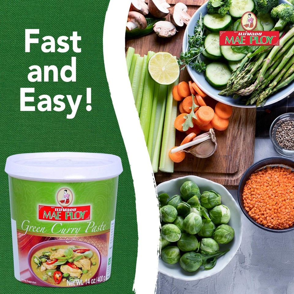 Mae Ploy Green Curry Paste, Authentic Thai Green Curry Paste for Thai ...