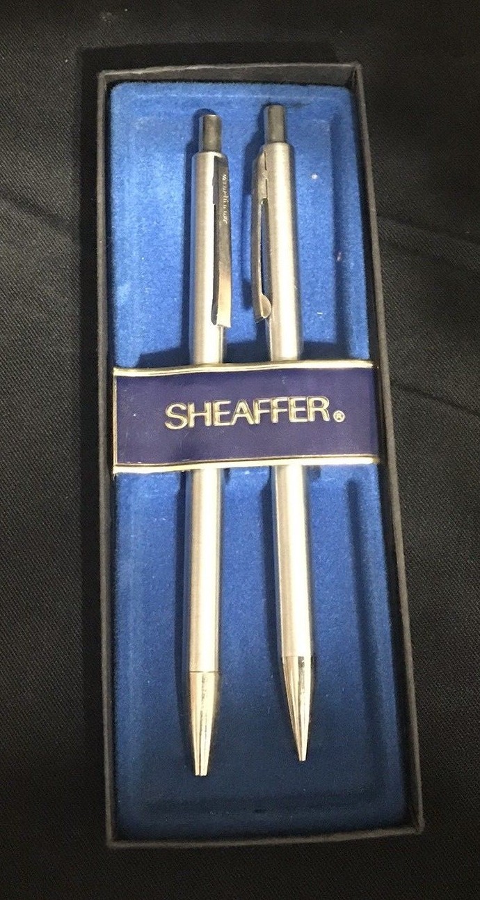 Sheaffer Brushed Chrome Ballpoint Pen & 0.7mm Pencil Set NOS ~YGF | eBay