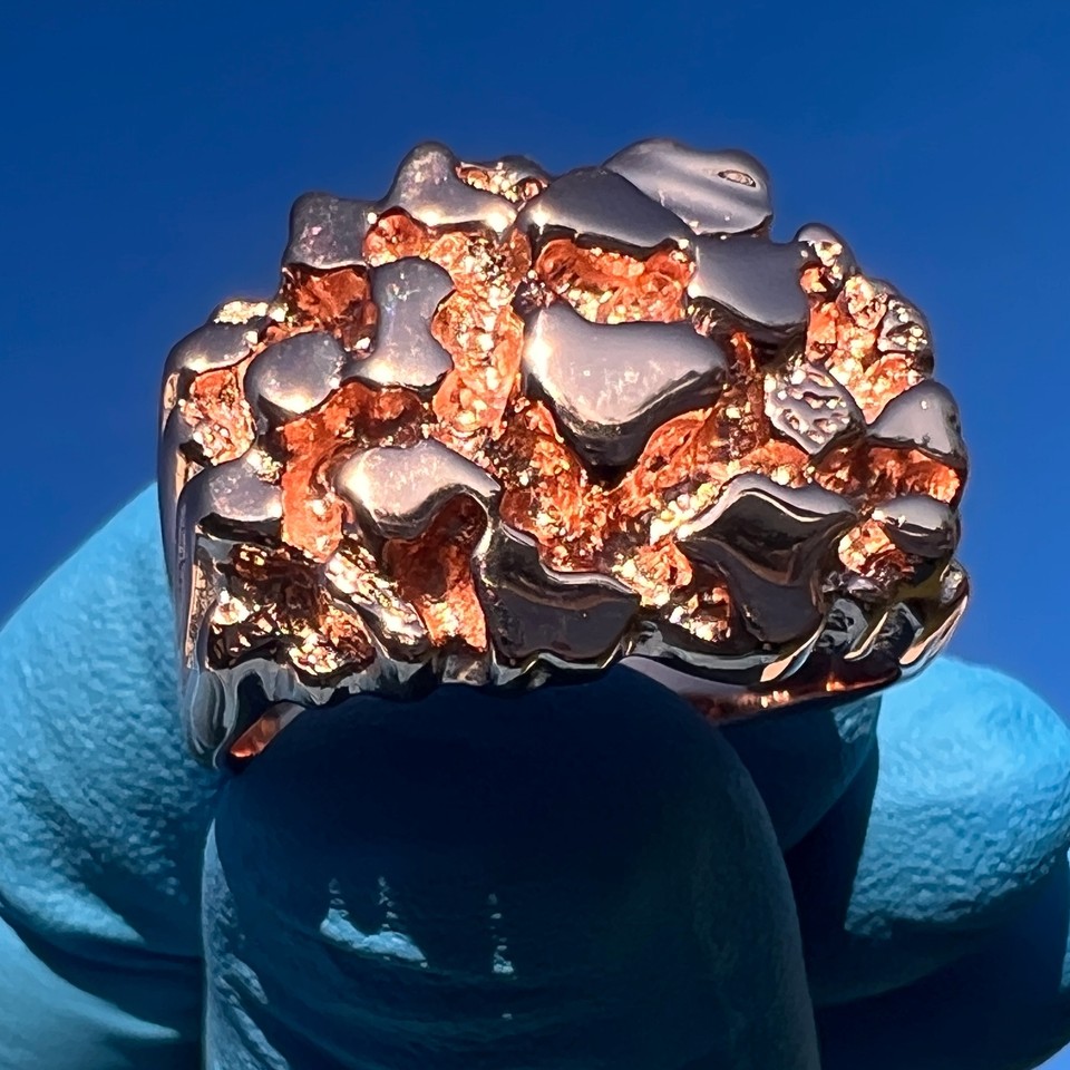 14K Rose Gold Plated over Real Solid 925 Sterling Silver Nugget Ring ...