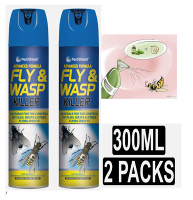 2x Fly And Wasp Killer Spray Kills Insects Midges Mosquito Advance ...