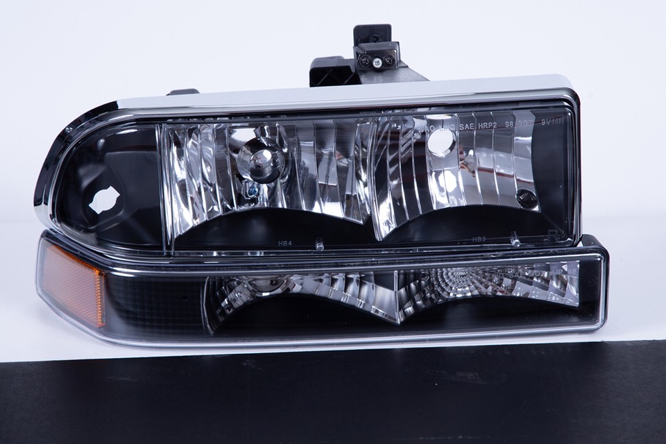 Fit For 98-04 CHEVY S10/BLAZER Headlights Assembly Black Housing Amber ...