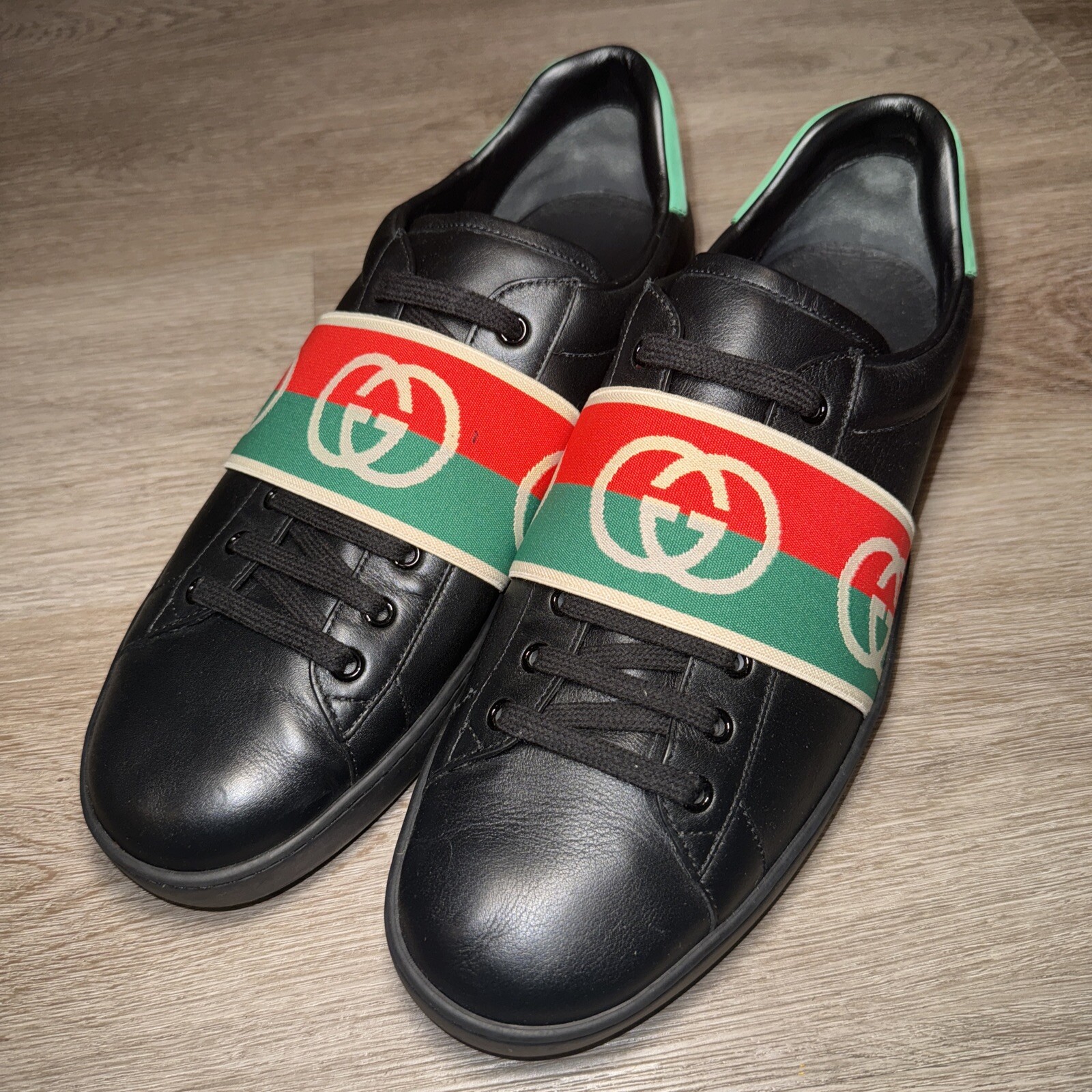 100% Authentic GUCCI Men's Ace elastic Web Sneakers S… - Gem