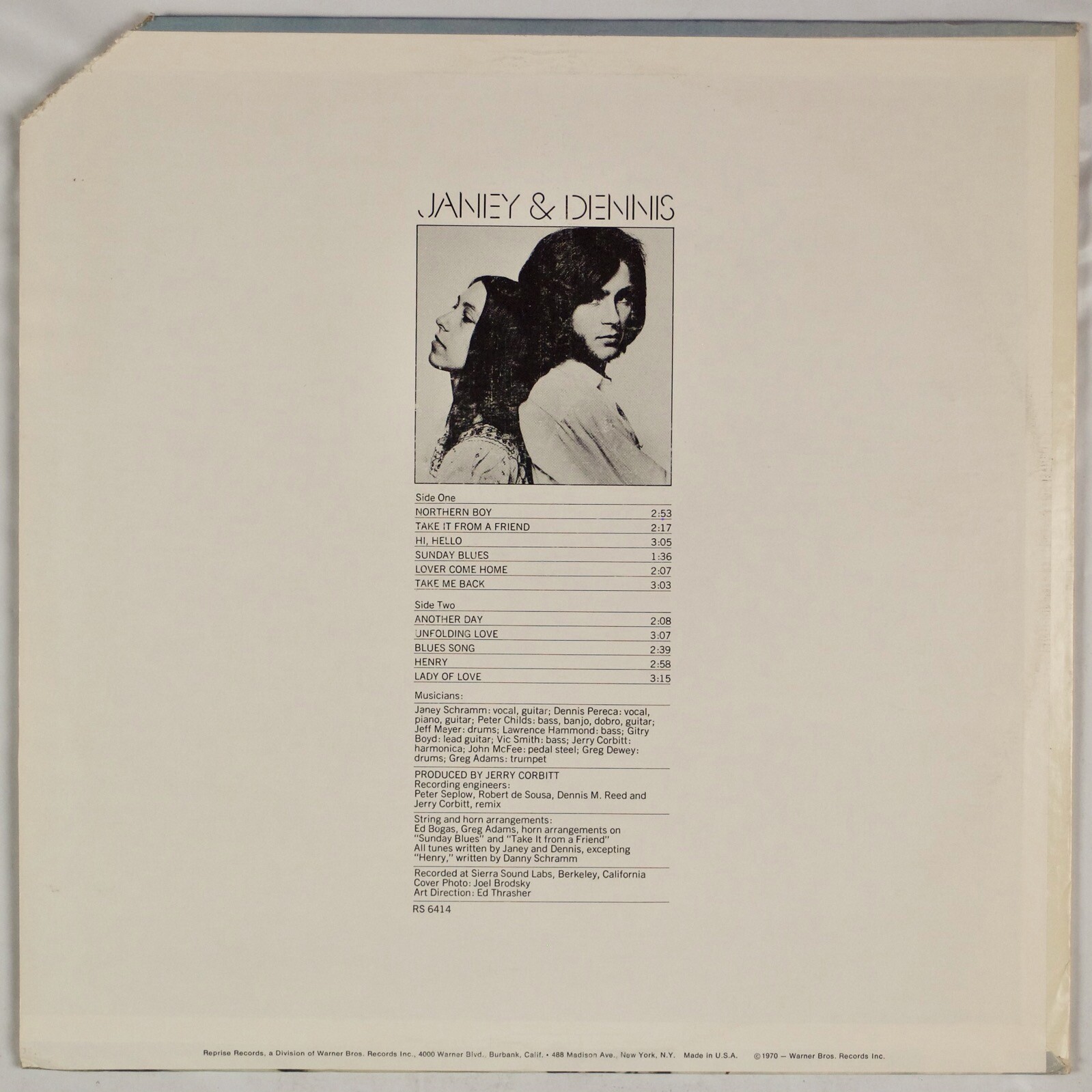 JANEY AND DENNIS: ’70 Reprise Rare and Awful Pop Rock LP NM Vinyl | eBay