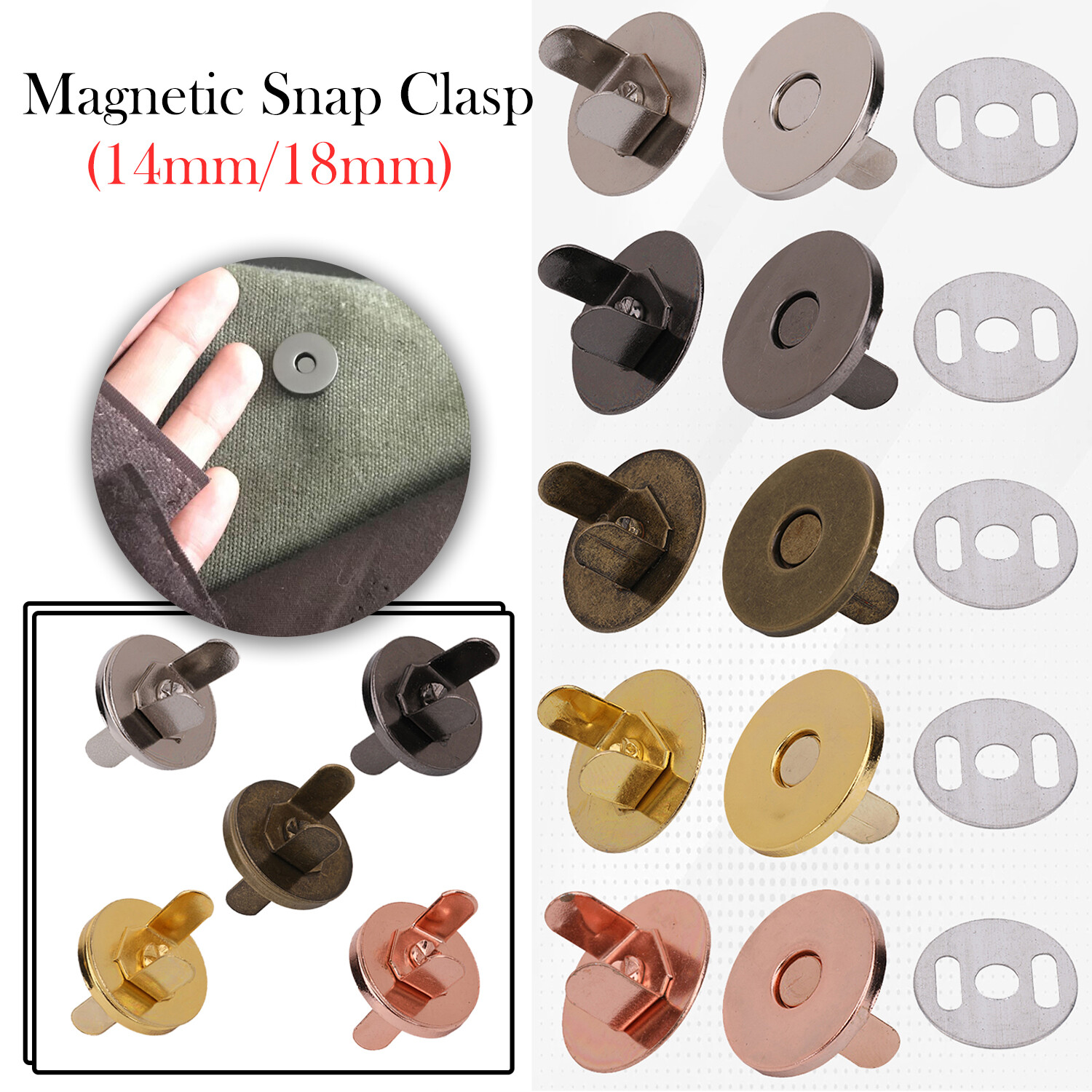 Magnetic Snap Fasteners Clasps Round Button 14/18mm For Closures Bag ...