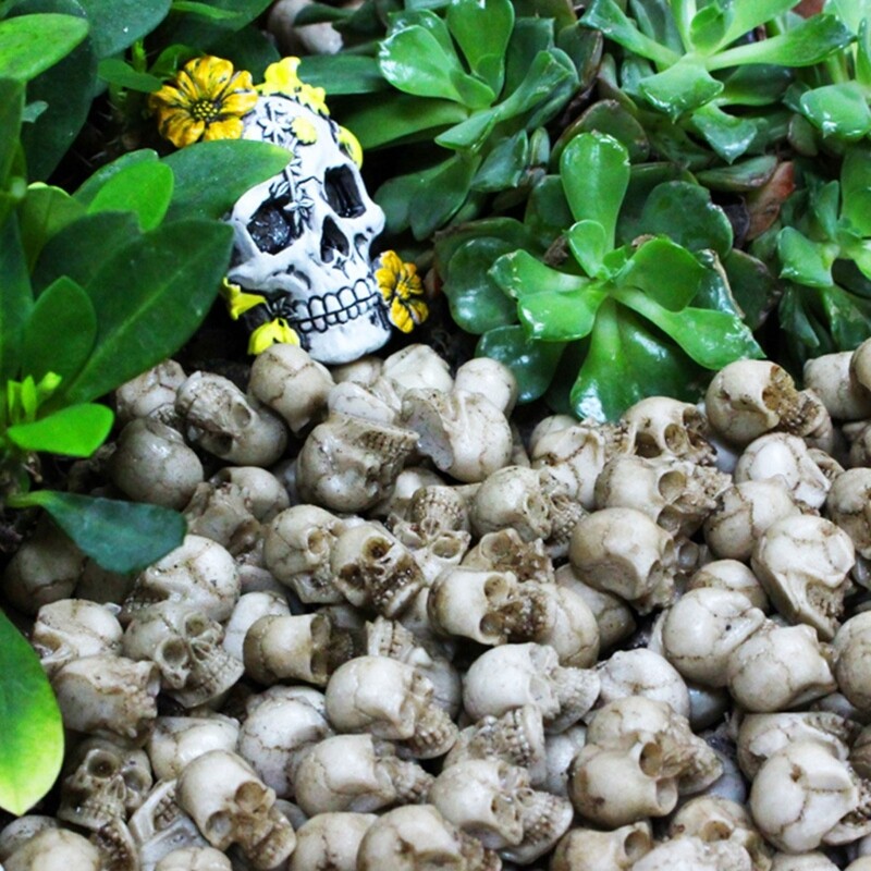 40pc Mini Skulls Collection Small Skull Models for Halloween Decor and ...
