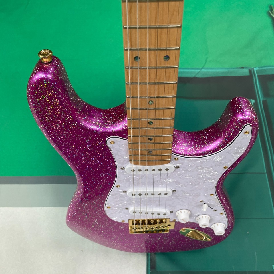 Sparkling Pink ST Special Electric Guitar SSS Gold Bridge Maple Neck ...