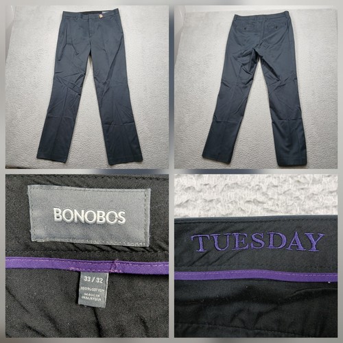 Bonobos Chino Pants Men's 33x32 Navy Blue Stretch Cotton "Tuesday" | eBay