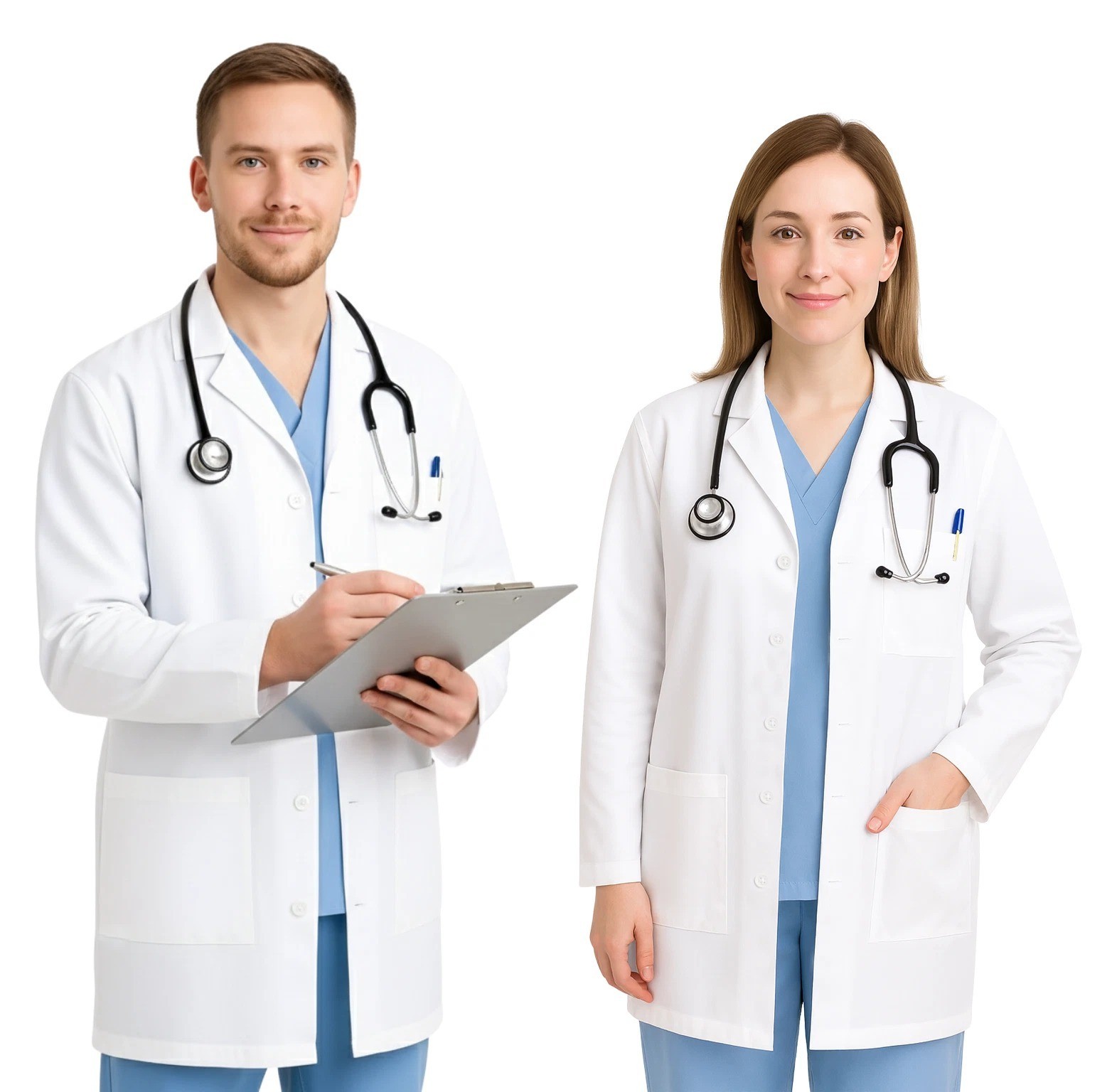 White Medical Coat Long Sleeved Unisex Lab Coat for Men and Women ...