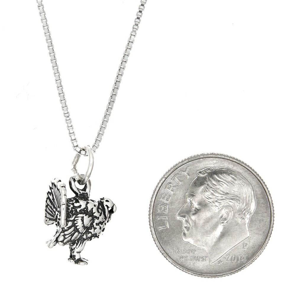 Sterling Silver 3D Wild Turkey Bird Charm with Necklace | eBay
