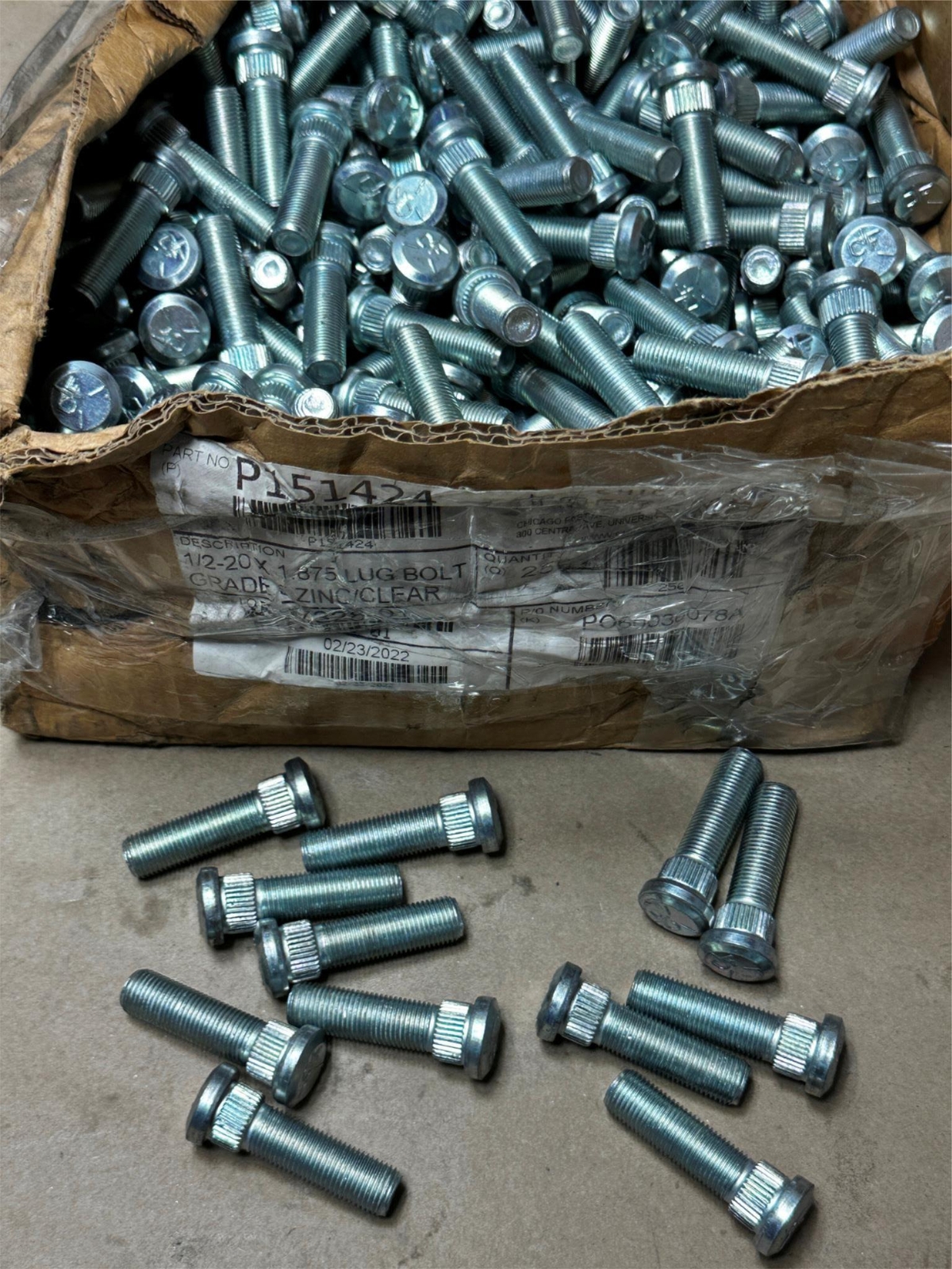 10x Pack Wheel Lug Stud Bolt 1/2-20 UNF x 1.875" Grade 5 .615" Knurl ...