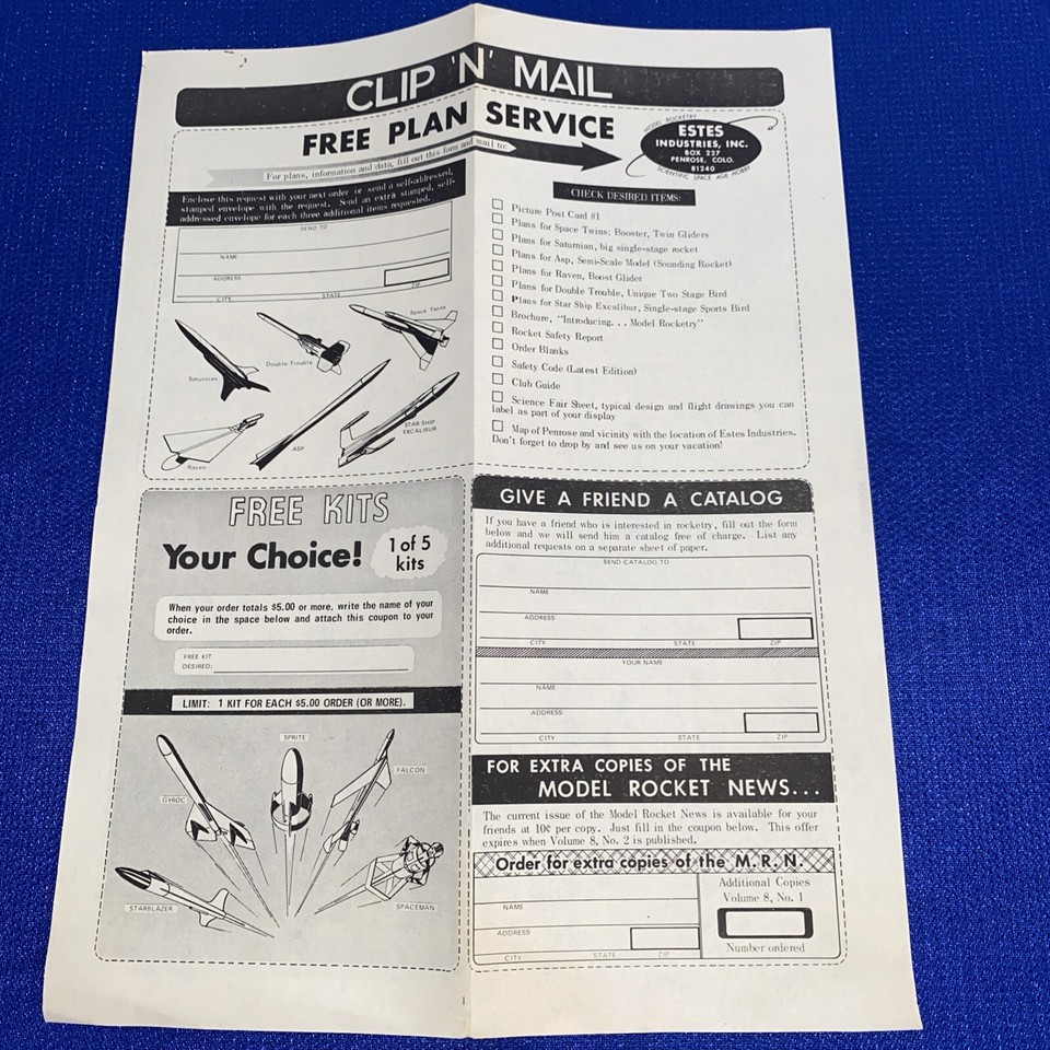 Estes Advertising Brochure Pamphlet Starlight K -32 Rare Model Kit ...