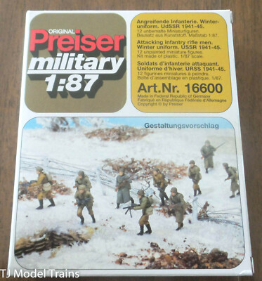Preiser HO #16600 Attacking Infantrymen Winter Uniform 1941 Unpainted ...