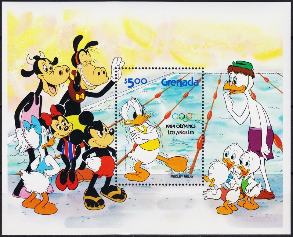 Grenada 1984 Disney Los Angeles Olympics Donald Swimming Sports ...