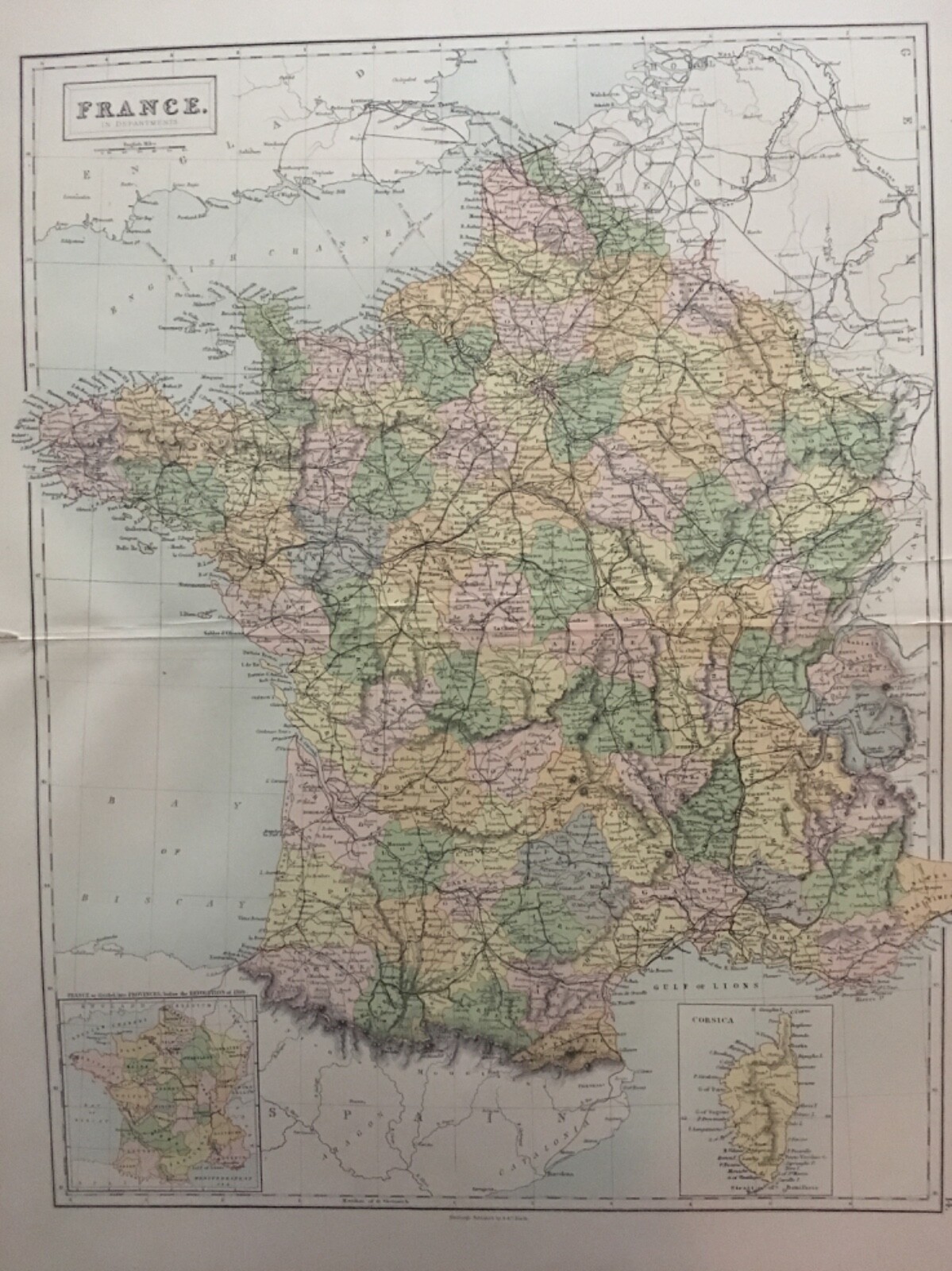 1860’s Lithograph Map of France A. & C. Black | eBay