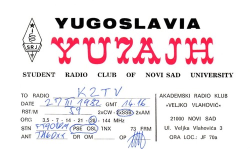 Novi Sad University Yugoslavia YU7AJH QSL Radio Card Postcard | eBay
