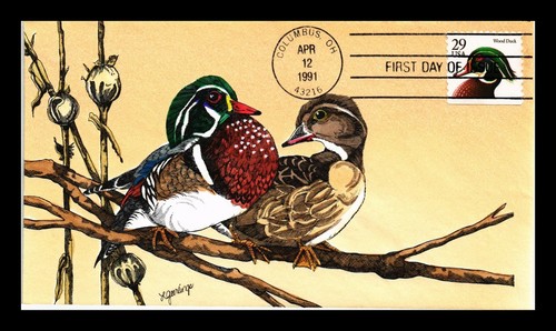 US COVER WOOD DUCK 29C FIRST DAY ISSUE GEERLINGS HAND PAINTED | eBay
