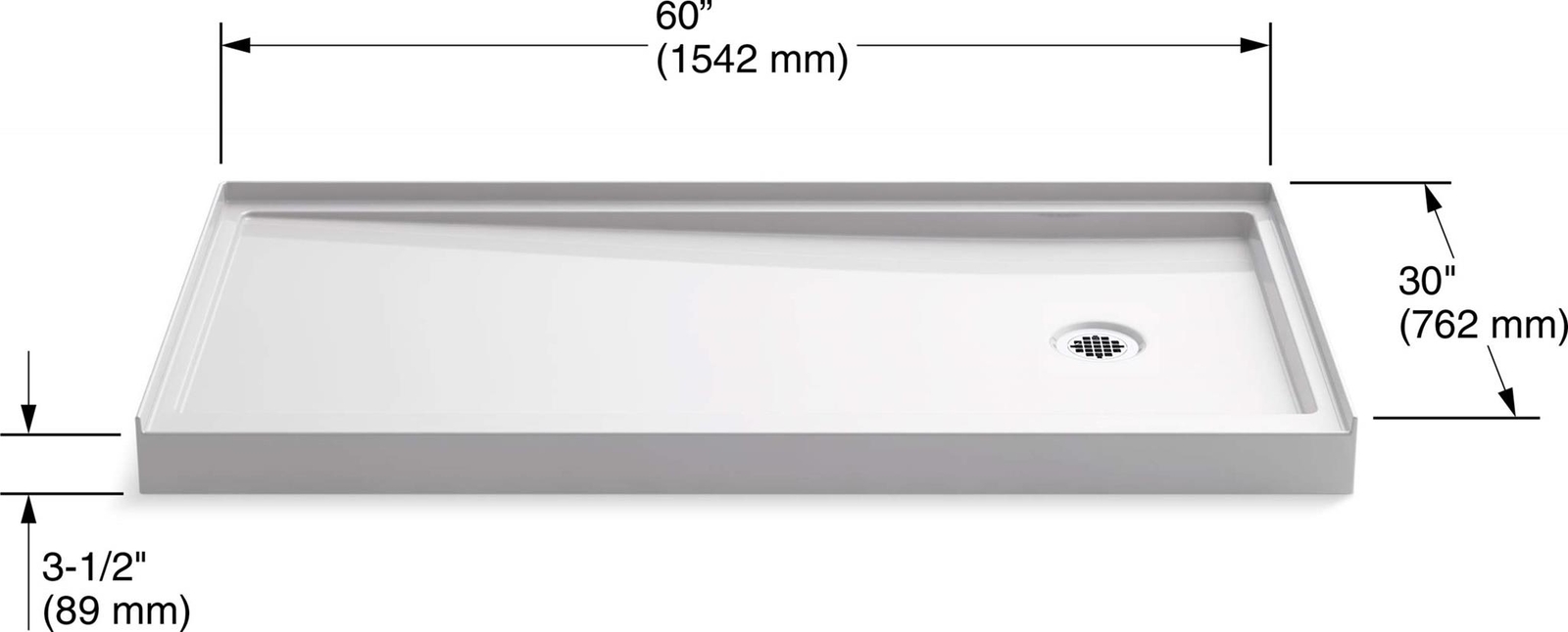 KOHLER K-8642-0 Rely White Acrylic Shower Base 30-in W -in L with Right ...