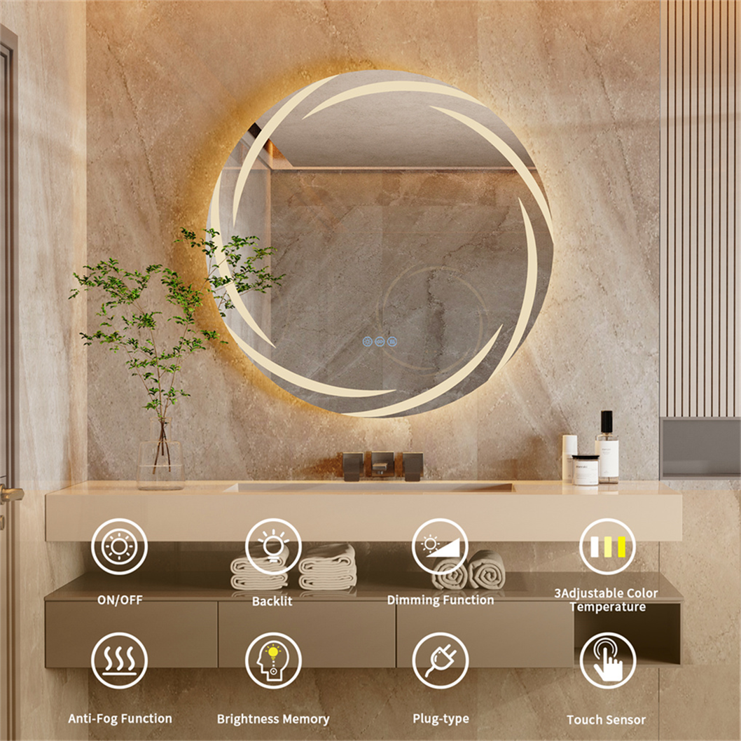 LUVODI LED Bathroom Mirror With Lights Large Dimmable Wall Vanity ...