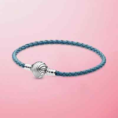 New 925 Sterling Silver Bracelet Seashell Clasp Turquoise Braided ...