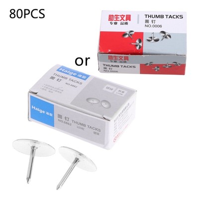 80Pc Thumb Tacks Thumb Nails Round for Head for Sharp Steel Point Push ...
