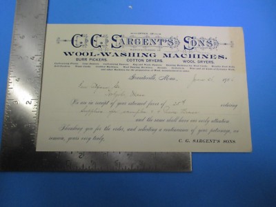 Vintage June 26, 1906 C. C. Sargent's Sons Wool Washing Machine ...