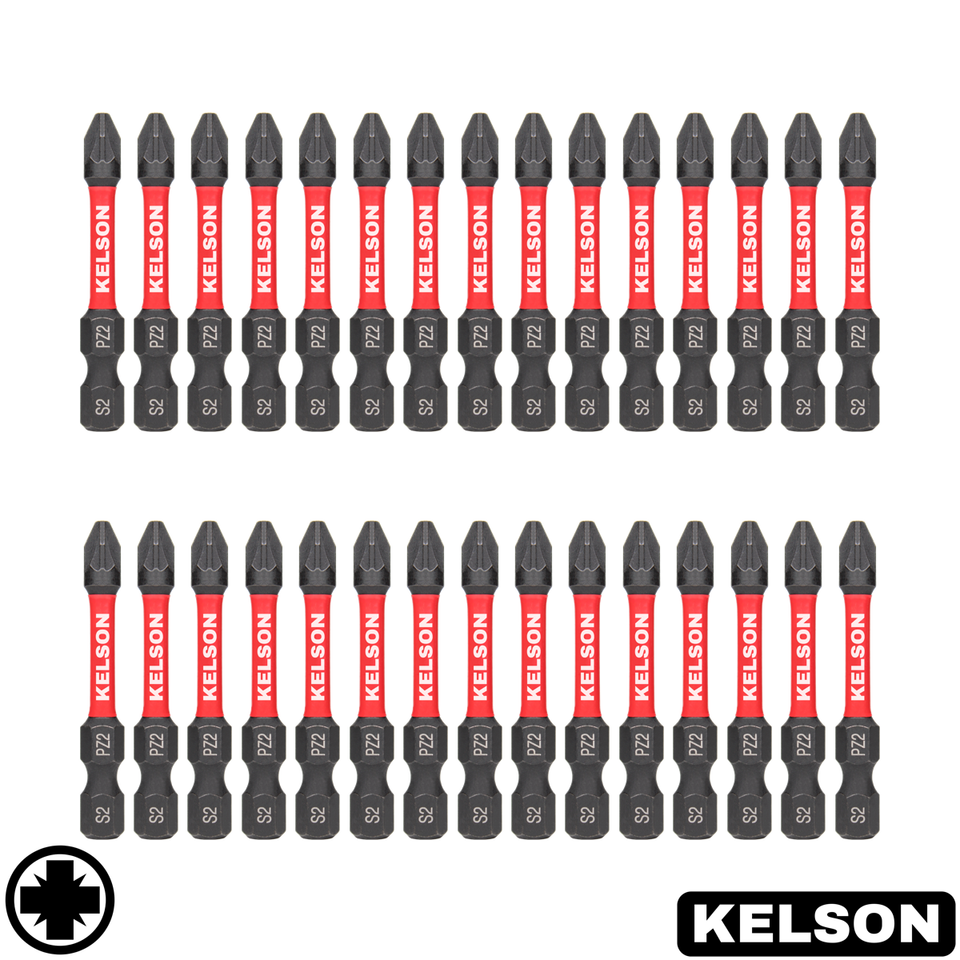 PZ2 50mm Long Pozi 2 Impact Screwdriver Bits Magnetic 1/4" Universal ...