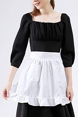 Twin Pack Retro Kitchen Ruffles Waist Apron With Pockets white | eBay