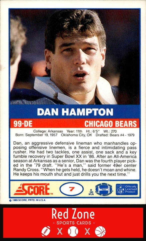 1989 Score - #7 Dan Hampton NM/NM+ | eBay